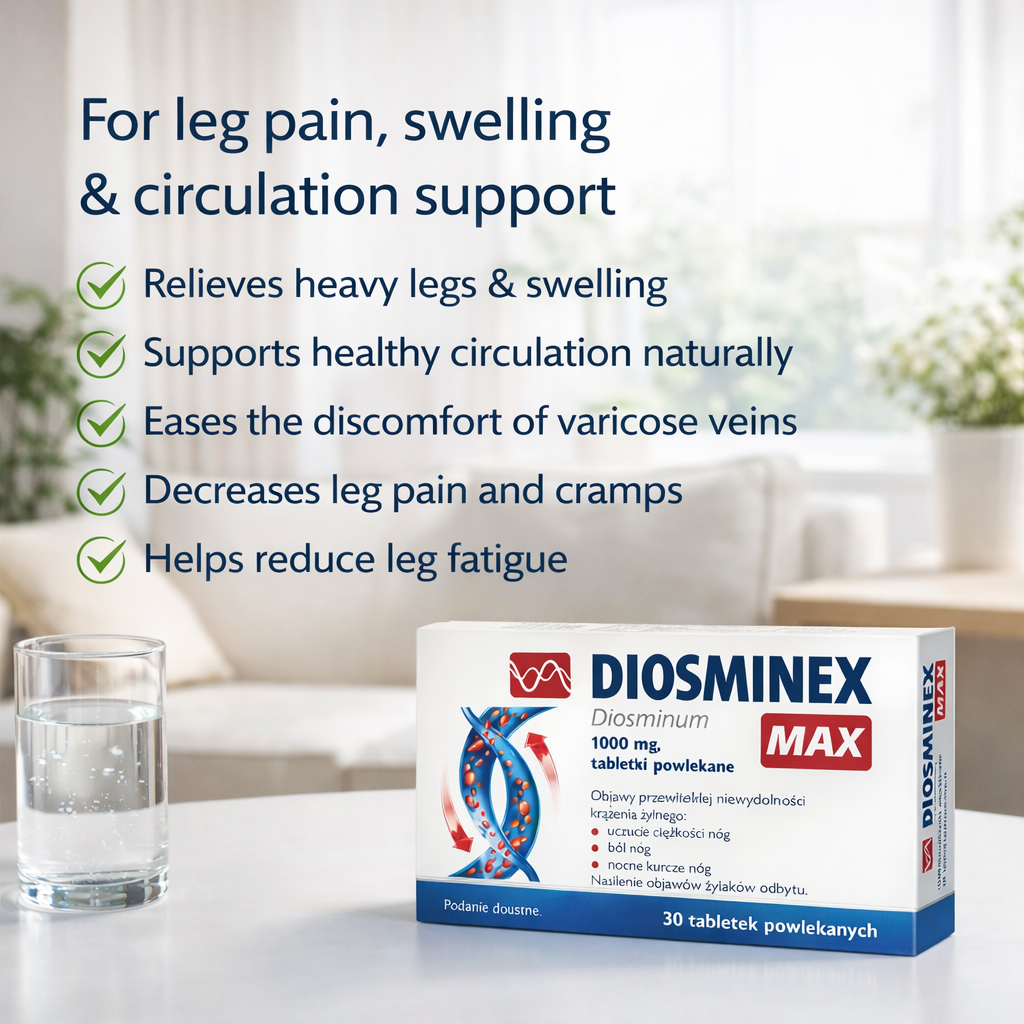 Diosminex Max 1000 mg Heavy Leg & Vein Support 30 Tablets – Apteczka