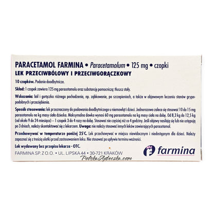 Paracetamol rectal suppository 125mg 10 suppositories – Apteczka ...